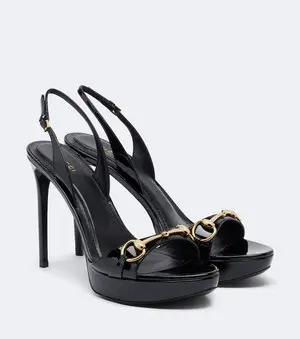 Gucci Donna Patent Leather Platform Sandals - Black