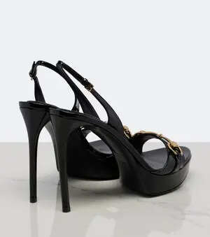 Gucci Donna Patent Leather Platform Sandals - Black