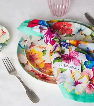 Dolce & Gabbana Set Of 2 Floral Linen Napkins - Multicoloured