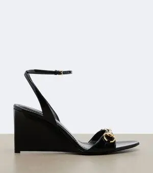 Gucci Donna Patent Leather Wedge Sandals