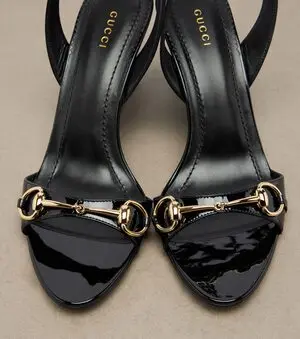 Gucci Donna Patent Leather Wedge Sandals