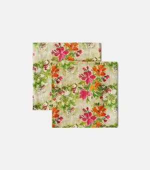 THE HOUSE OF LYRIA Potamia Set Of 2 Floral Linen Napkins - Multicoloured