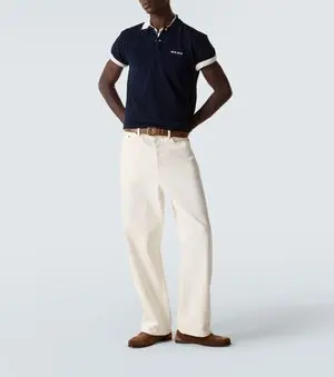 Miu Miu Logo Cotton Piqué Polo Shirt - Blue