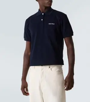 Miu Miu Logo Cotton Piqué Polo Shirt - Blue