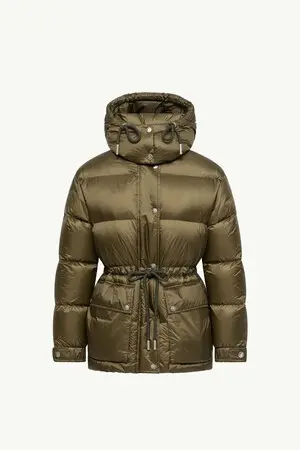 Moncler Sesie Hooded Mid-length Down Jacket - Green