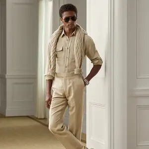 Ralph Lauren Gregory Hand-tailored Silk-linen Trouser Champagne