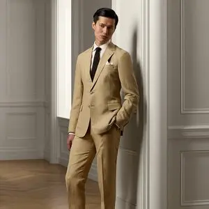 Ralph Lauren Gregory Hand-tailored Silk-linen Trouser - Classic Tan