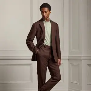 Ralph Lauren Gregory Hand-tailored Silk-linen Trouser - Sable Brown
