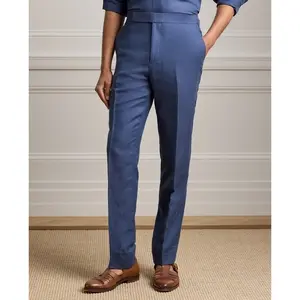 Ralph Lauren Gregory Hand-tailored Silk-linen Trouser - Steel Blue