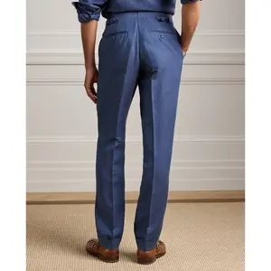 Ralph Lauren Gregory Hand-tailored Silk-linen Trouser - Steel Blue