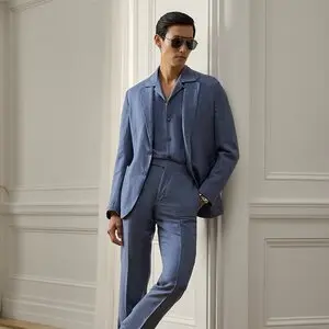 Ralph Lauren Gregory Hand-tailored Silk-linen Trouser - Vintage Indigo