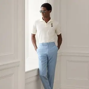 Ralph Lauren Gregory Hand-tailored Silk-linen Trouser - Windward Heather