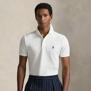 Ralph Lauren Custom Slim Fit Stretch Mesh Polo Shirt - White