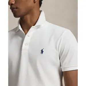 Ralph Lauren Custom Slim Fit Stretch Mesh Polo Shirt - White