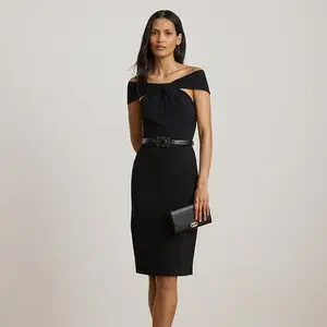 Ralph Lauren Twist-front Crepe Cocktail Dress - Black
