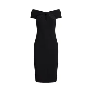 Ralph Lauren Twist-front Off-the-shoulder Crepe Sheath Dress - Black