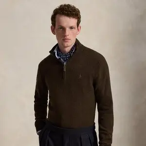 Ralph Lauren Wool Quarter-zip Sweater - Cinnamon Brown Heather