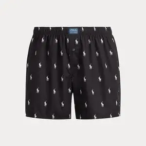 Ralph Lauren Classic Woven Cotton Polo Pony Boxer Black