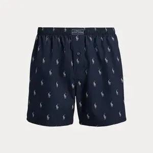 Ralph Lauren Classic Woven Cotton Polo Pony Boxer Navy