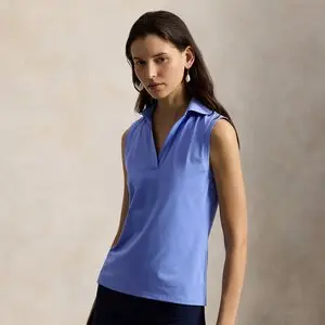 Ralph Lauren Tailored Fit Sleeveless Polo Shirt - Blue Mist