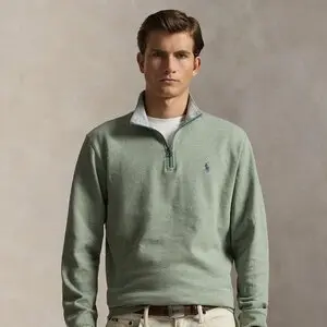 Ralph Lauren Luxury Jersey Quarter-zip Pullover - Greenery Heather