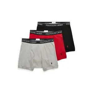 Ralph Lauren Cotton Wicking Boxer Brief 3-pack - Grey/red/black