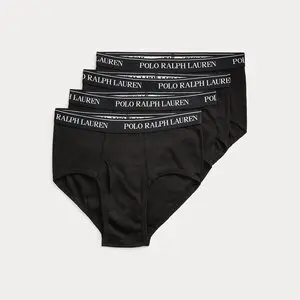 Ralph Lauren Cotton Wicking Mid-rise Brief 4-pack - Black