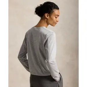 Ralph Lauren Shrunken Fit Long-sleeve Cotton-modal Jersey Tee - Cobblestone Heather