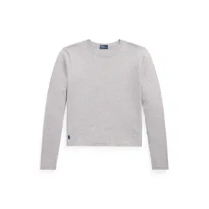 Ralph Lauren Shrunken Fit Long-sleeve Cotton-modal Jersey Tee - Cobblestone Heather