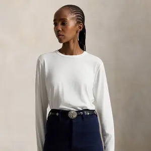 Ralph Lauren Shrunken Fit Jersey Long-sleeve Tee - White