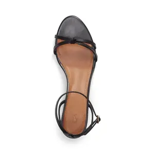 Ralph Lauren Leather Kitten-heel Sandal - Black