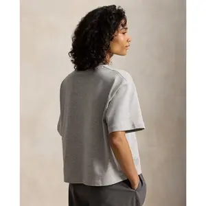 Ralph Lauren Cotton Jersey Relaxed Crop T-shirt - Cobblestone Heather