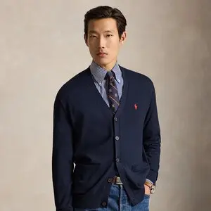 Ralph Lauren Cotton V-neck Cardigan - Hunter Navy