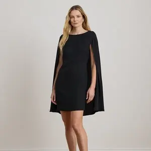 Ralph Lauren Cape Georgette Cocktail Dress - Black