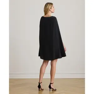 Ralph Lauren Georgette Cape Cocktail Dress - Black