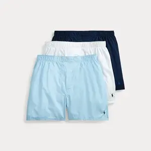 Ralph Lauren Classic Woven Cotton Boxer 3-pack - Blue/white/navy