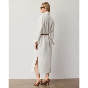Ralph Lauren Vicki Linen Shirt Dress With Belt - Cream