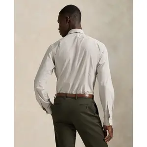 Ralph Lauren Classic Fit Plaid Stretch Poplin Shirt - White/brown Check