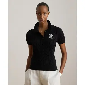 Ralph Lauren Cable-knit Cotton Polo Sweater - Black