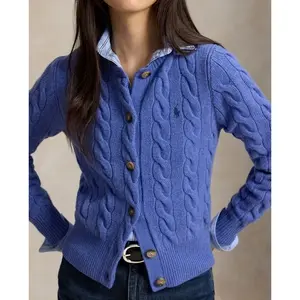 Ralph Lauren Cable-knit Wool-cashmere Cardigan - Dockside Blue Heather