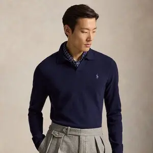 Ralph Lauren Wool Johnny-collar Sweater - Hunter Navy