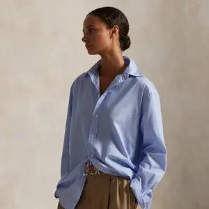 Ralph Lauren End-on-end Oversize Fit Cotton Shirt - Classic Medium Blue