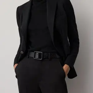 Ralph Lauren Trench Buckle Alligator Belt - Black