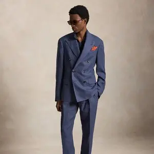 Ralph Lauren Pleated Linen Trousers - Classic Blue