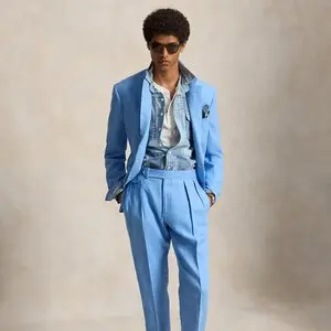 Ralph Lauren Pleated Linen Trousers - Sky Blue