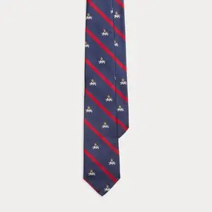 Ralph Lauren Striped Silk Repp Narrow Club Tie - Navy