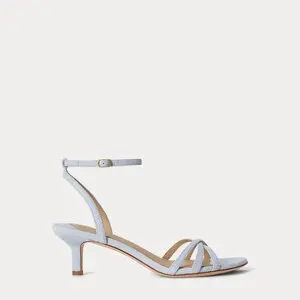 Ralph Lauren Kendyl Kitten-heel Suede Sandal - Alpine Blue
