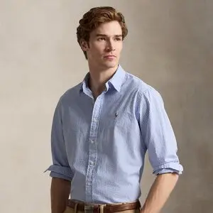 Ralph Lauren Classic Fit Striped Seersucker Shirt - Blue/white