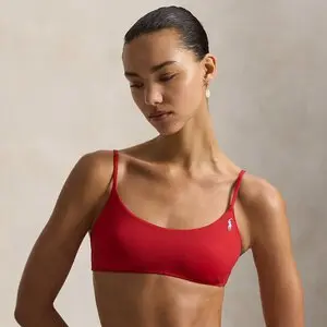 Ralph Lauren Embroidered Pony Bikini Top Cruise Red