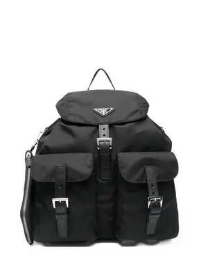 Prada Medium Backpack In Re-nylon With Pouch - Black